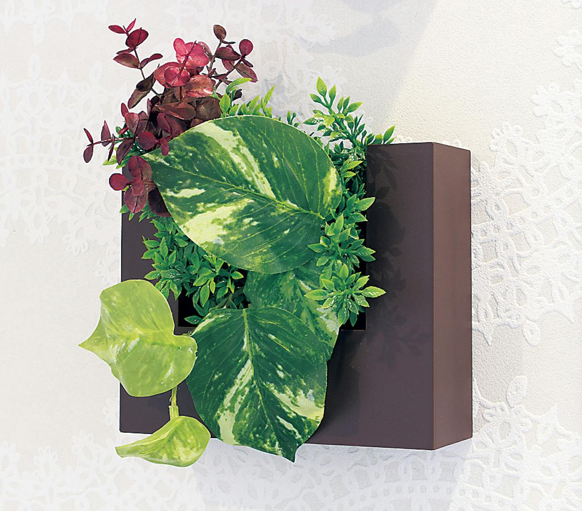 ウォールポット GR4471｜フェイクグリーン コポット キューブタイプ セピア